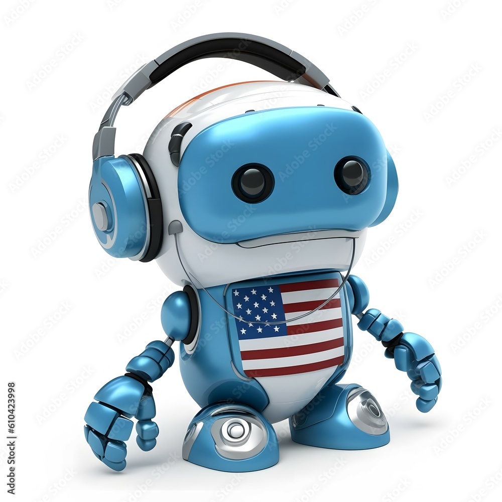 please create pixar style character clipart of happy robot wearing a ...