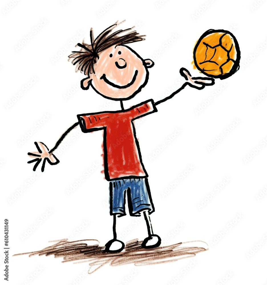 Cartoon illustration of a boy handball player isolated on a white ...