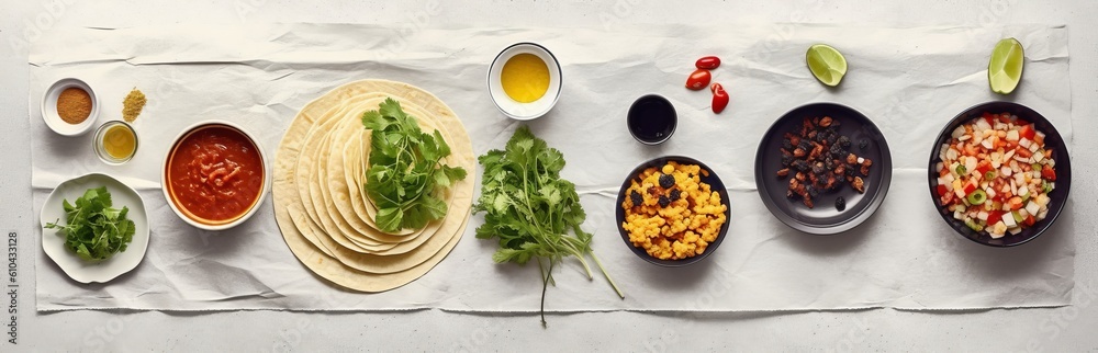 Doner and shawarma product layout, pita stuffing, meat and vegetables ...