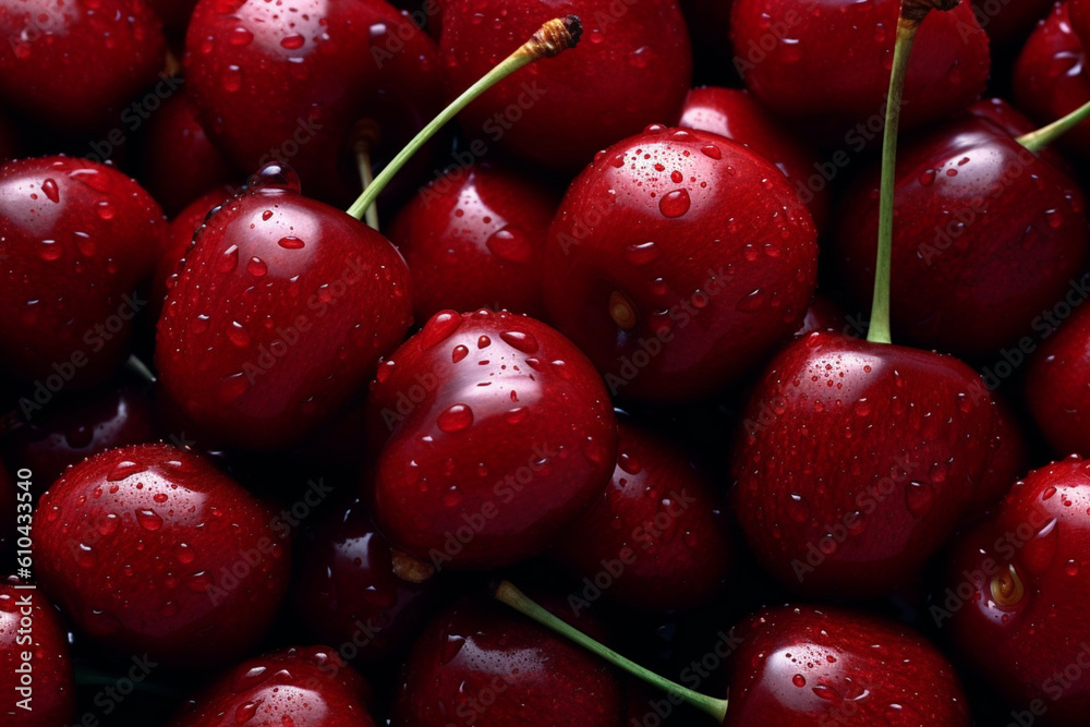 Ruby red cherries, a luscious display of deep red cherries Generative ...