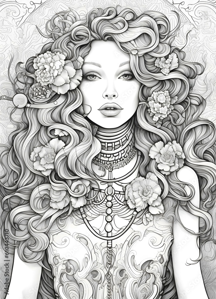 black and white coloring page of transgender womens fashion. detailed ...