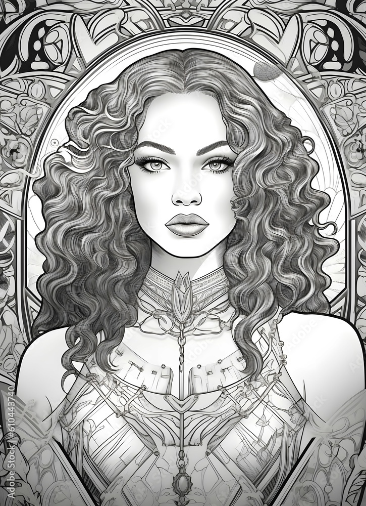 black and white coloring page of transgender woman pride. detailed ...