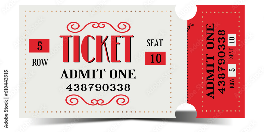 Vintage movie ticket in cmyk, ready to print. Vector illustration Stock ...