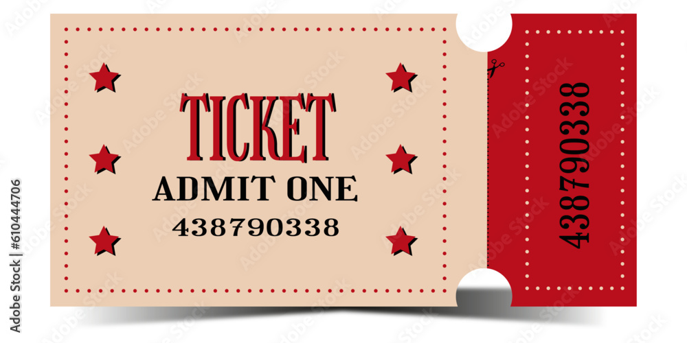 Vintage movie ticket in cmyk, ready to print. Vector illustration Stock ...