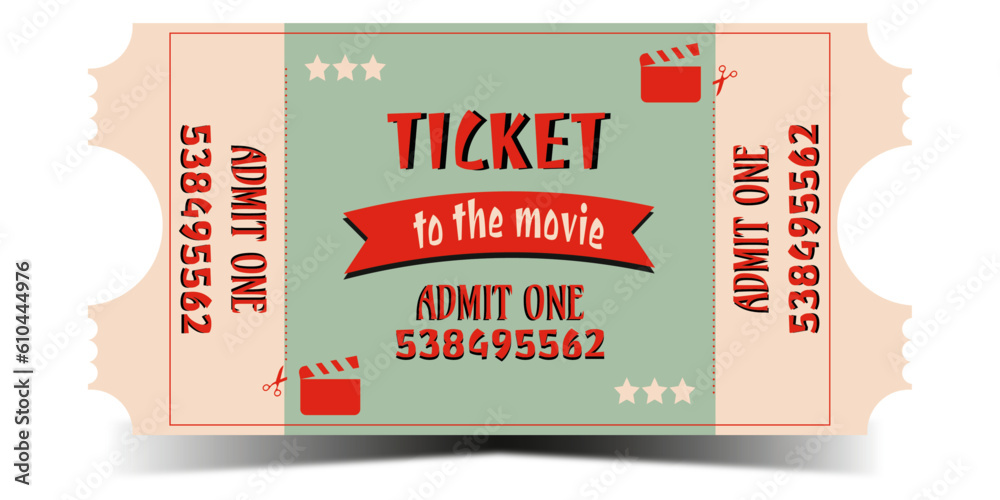 Vintage movie ticket, old ticket in cmyk, ready to print Stock Vector ...