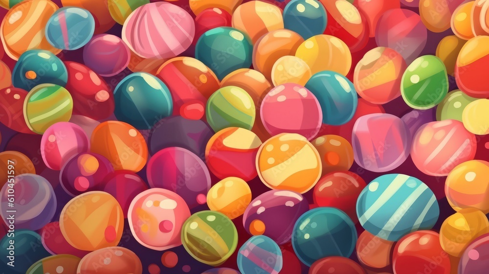 Sweet Hard Candy Cartoon Horizontal Background Illustration. Sweet ...