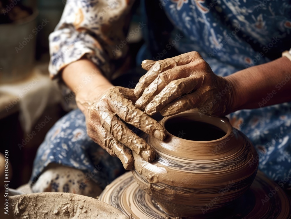 The artisan's hands work with the malleable clay as they sculpt the ...