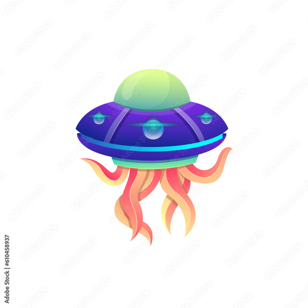 cartoon ufo in space logo design inspiration Stock Vector | Adobe Stock