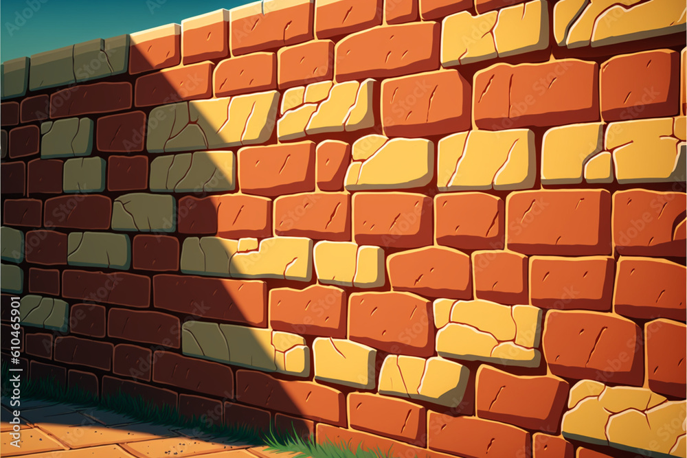 Muro ladrillo caricatura Stock Illustration | Adobe Stock