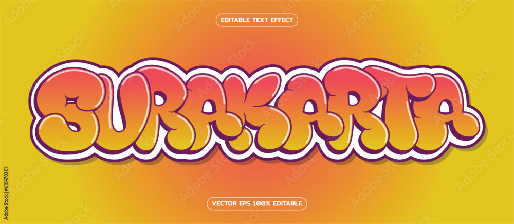 text effect template of surakarta indonesia central java, with ...