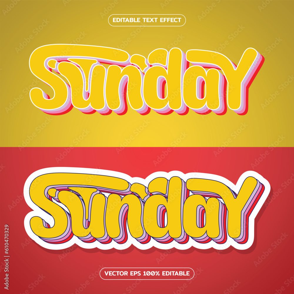 sunday text effect template, with typography use for business branding ...