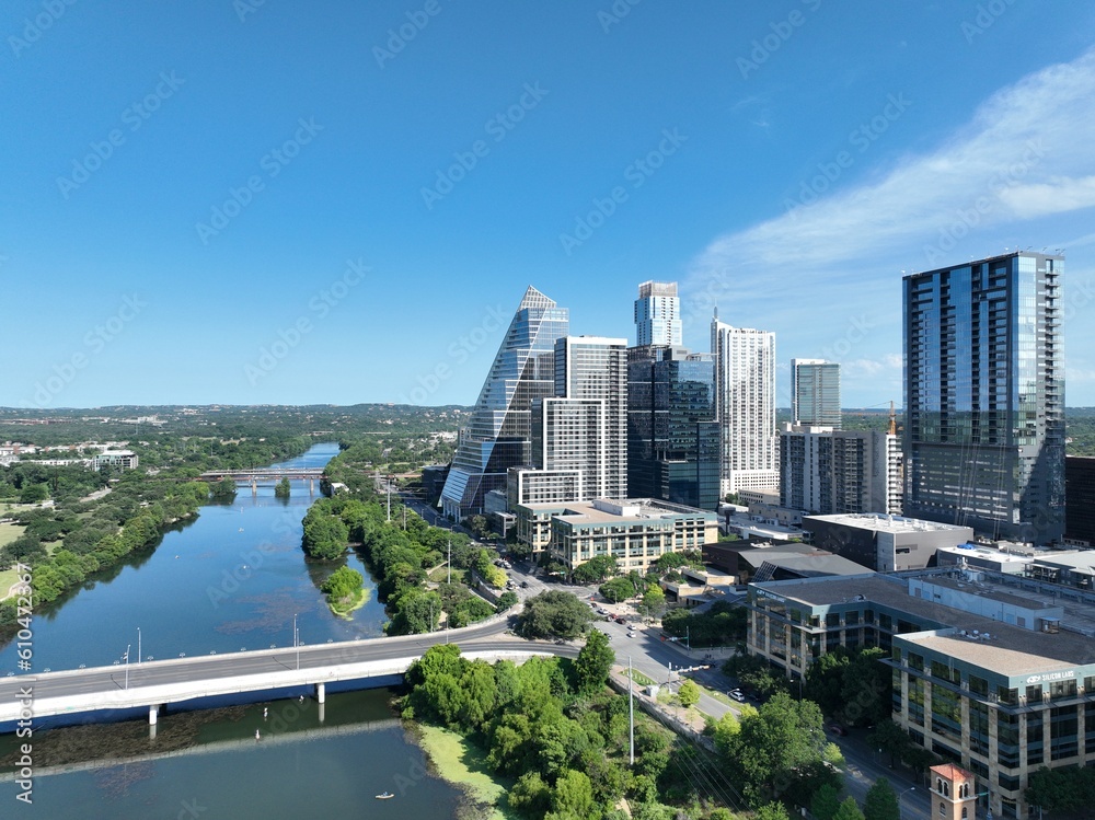 Aerial view of Austin: A vibrant and diverse city in Texas known for ...