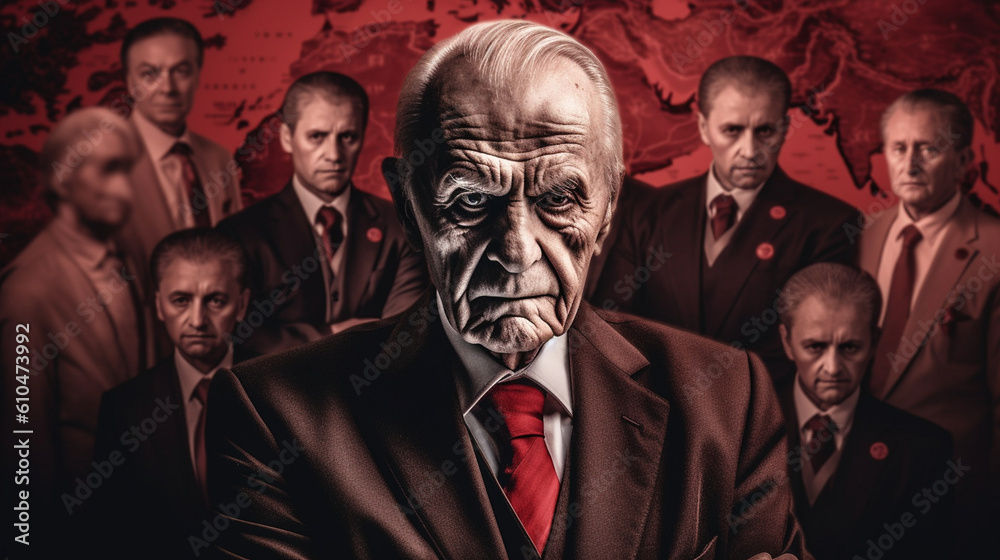 an all-important elite, conspiracy, conspiracy theory, abstract, in red ...