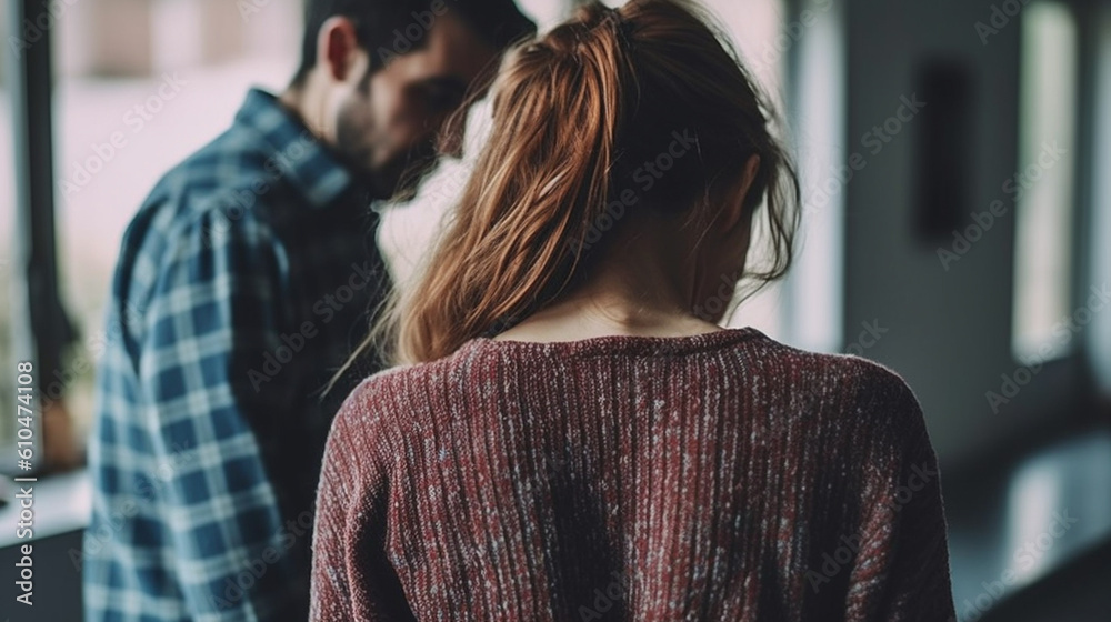 adult man and woman, negative mood and sad or disappointed face ...