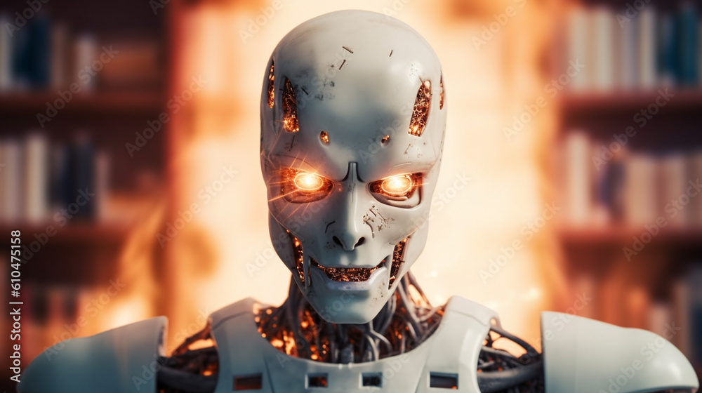 a robot humanoid android, scary appearance, transhumanism or robot with ...