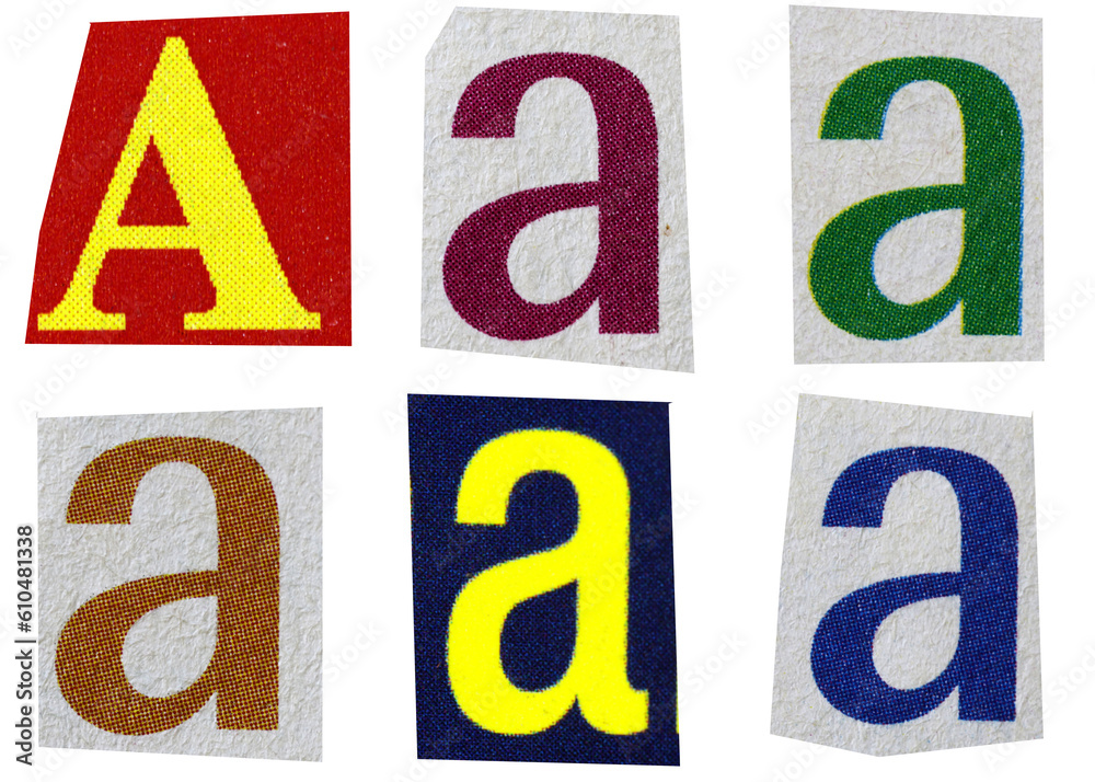 Letter a magazine cut out font, ransom letter, isolated collage ...