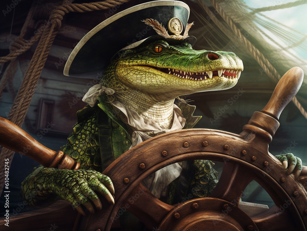Crocodile Pirate Fantasy Character AI Generated Stock Illustration ...