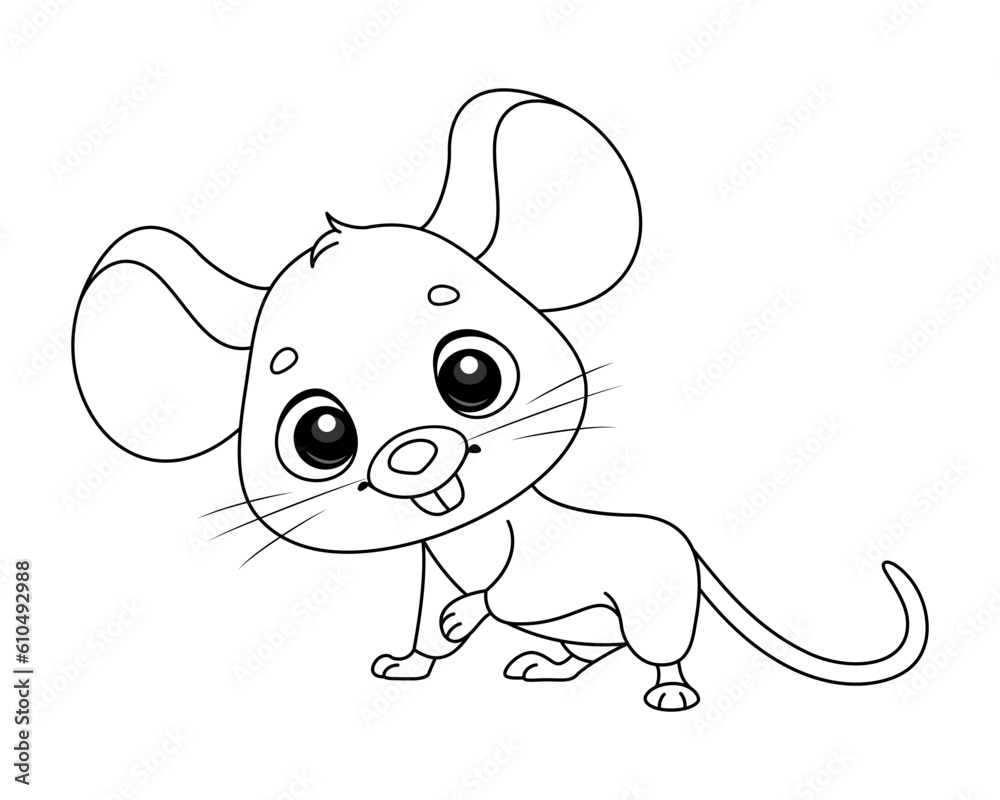 Mouse animal coloring page cartoon vector illustration Stock Vector ...