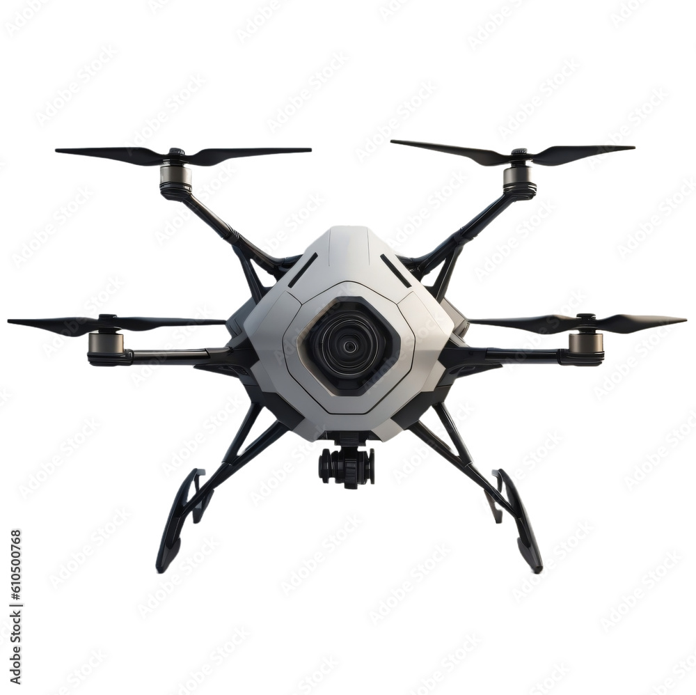 Drone with minimal and futuristic design, isolated, transparent ...