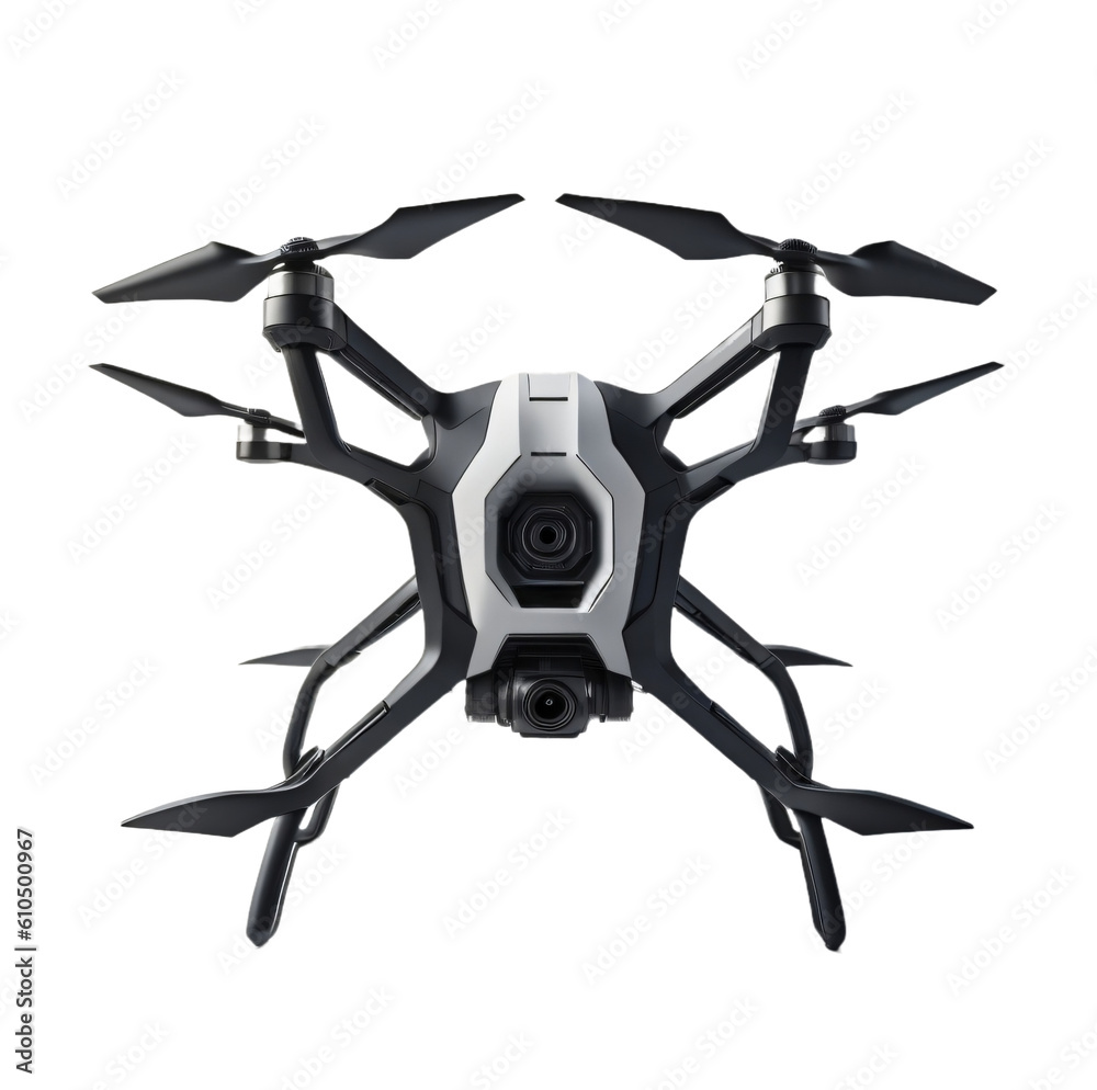 Drone with minimal and futuristic design, isolated, transparent ...