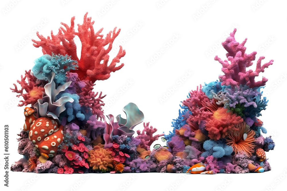 Beautiful colorful Tropical coral reef frame border, underwater world ...