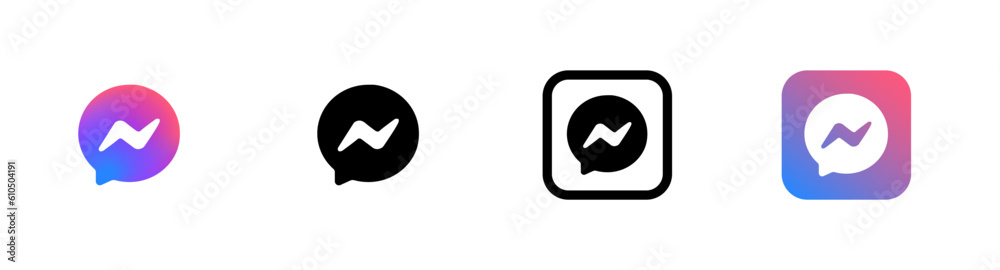 Messenger. Different styles, color, Messenger logo. social media icons ...