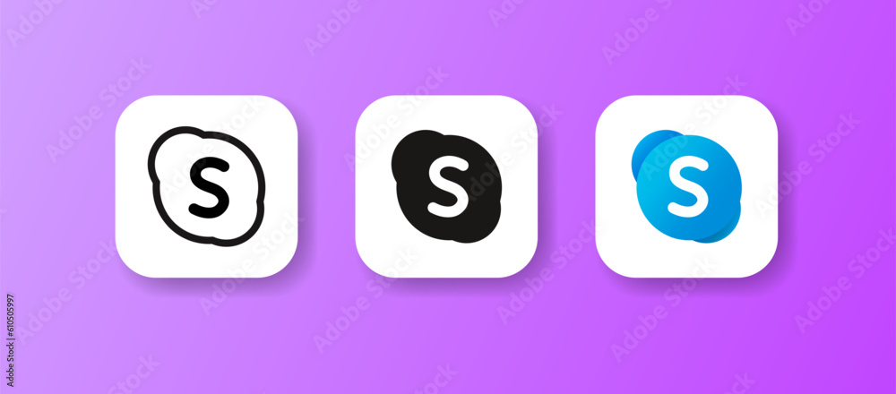 Skype. Different styles, color, skype logo. social media icons. Vector ...