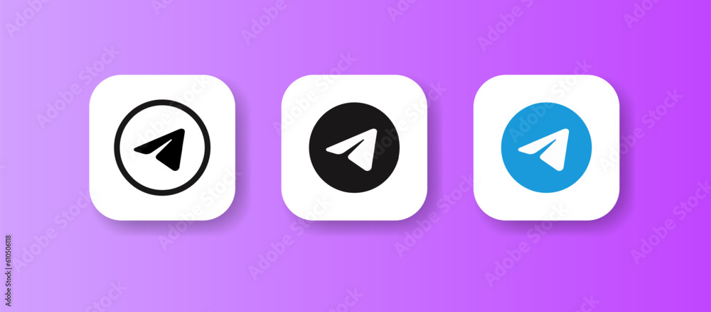 Telegram. Different styles, color, telegram logo set. Vector icons ...