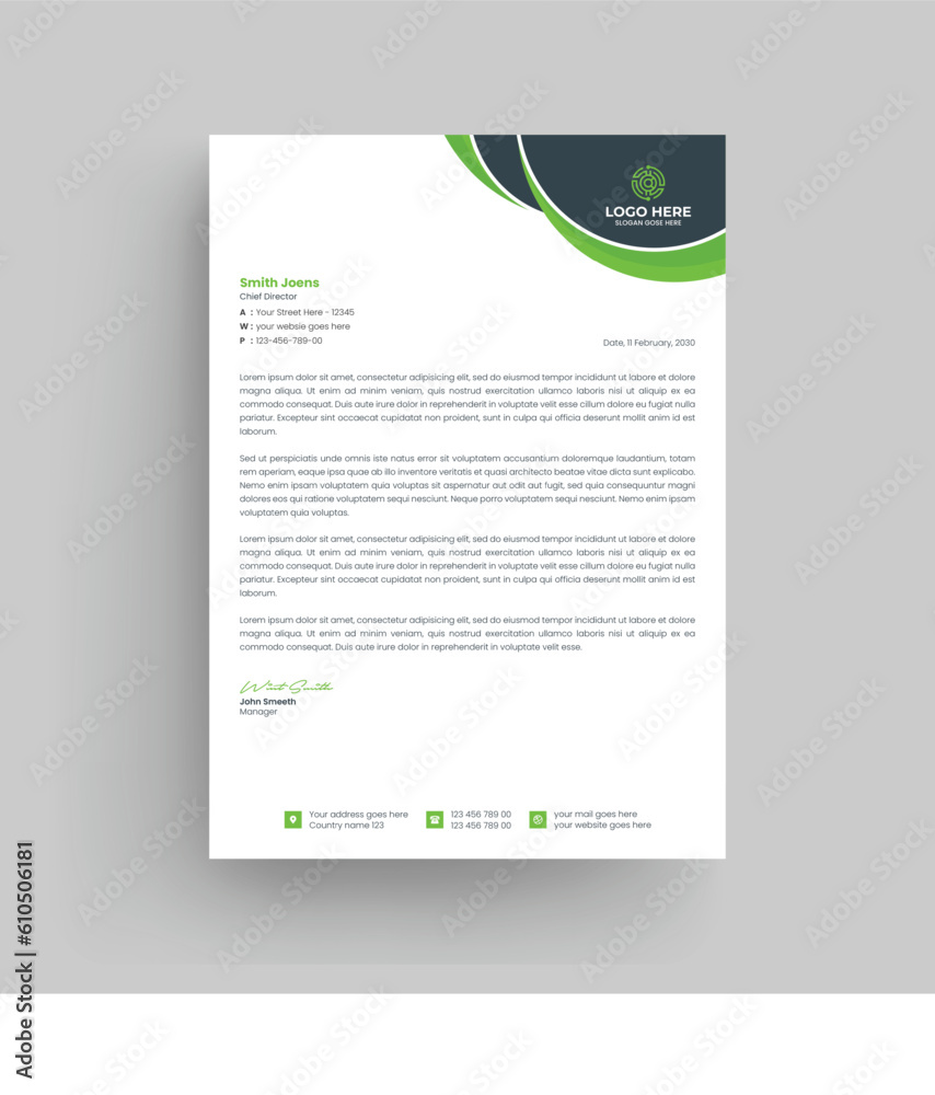 Clean and professional corporate company business letterhead template ...