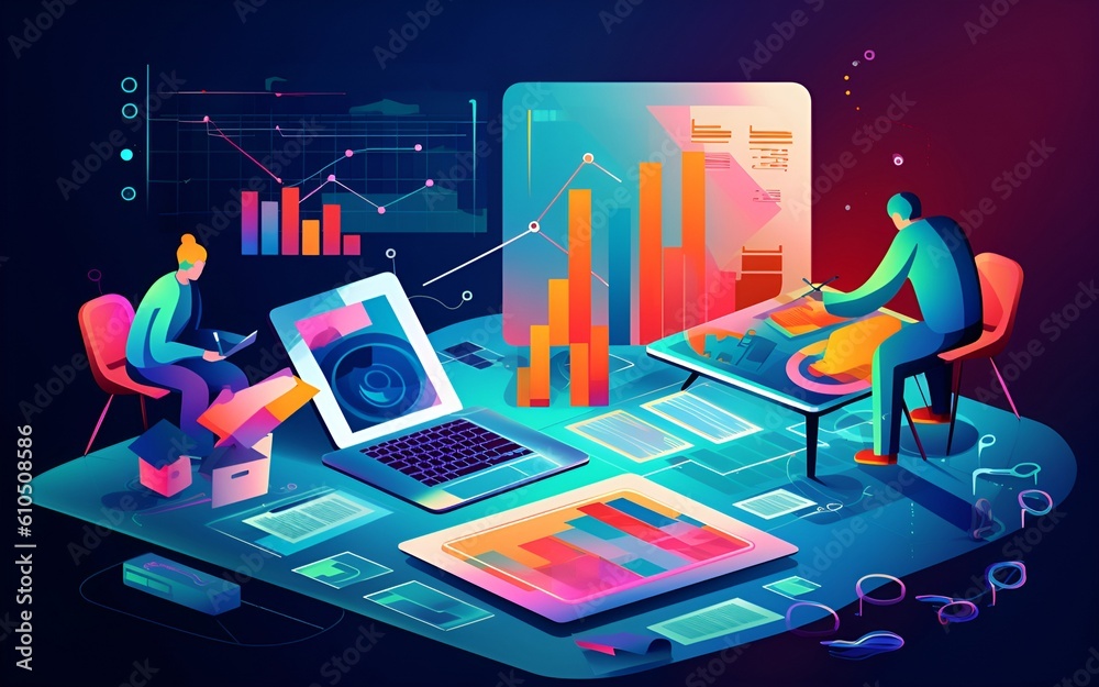 Business management, analysis, chart and spreadsheet concept, in strong ...