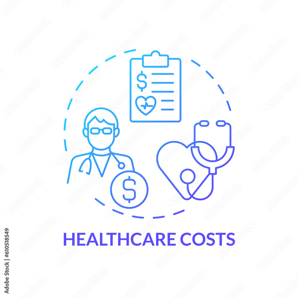 Healthcare costs blue gradient concept icon. Medical care. Health ...