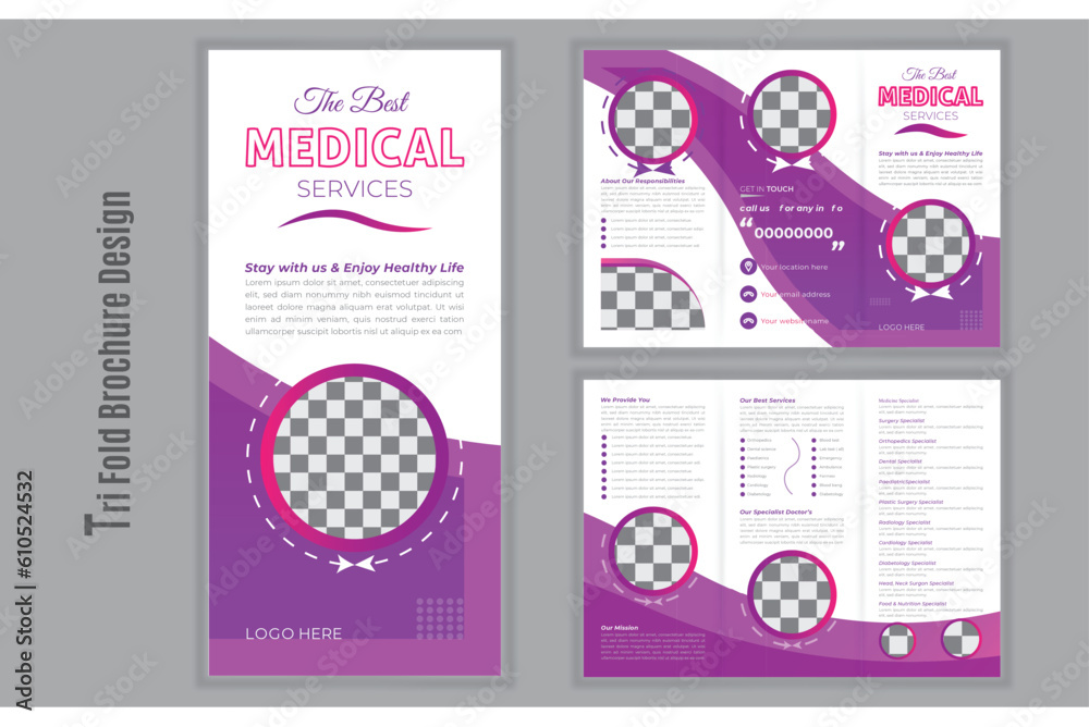 Tri-Fold Brochure Design Template, Medical Tri Fold Brochure, Hospital ... Tri-Fold Brochure Design Template, Medical Tri Fold Brochure, Hospital ...