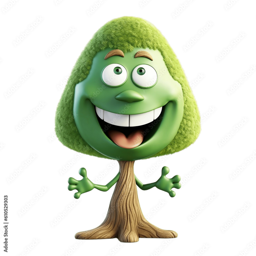 Happy Kind Tree Cartoon Character Isolated Illustration on Transparent ...