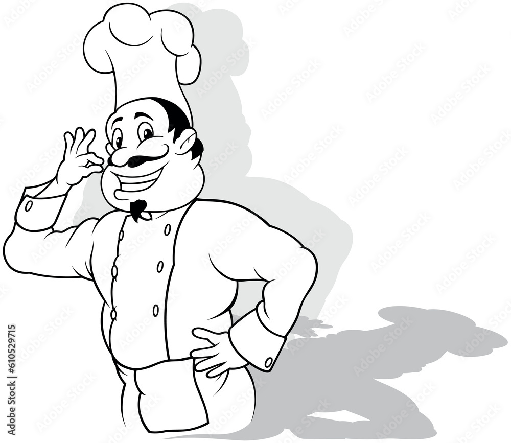 Drawing of a Chef in a White Uniform Showing that the Food is a ...