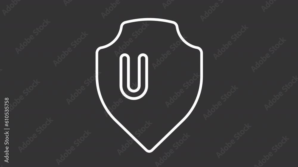 Animated UV shield white line icon. Sunscreen protection animation. Sun ...