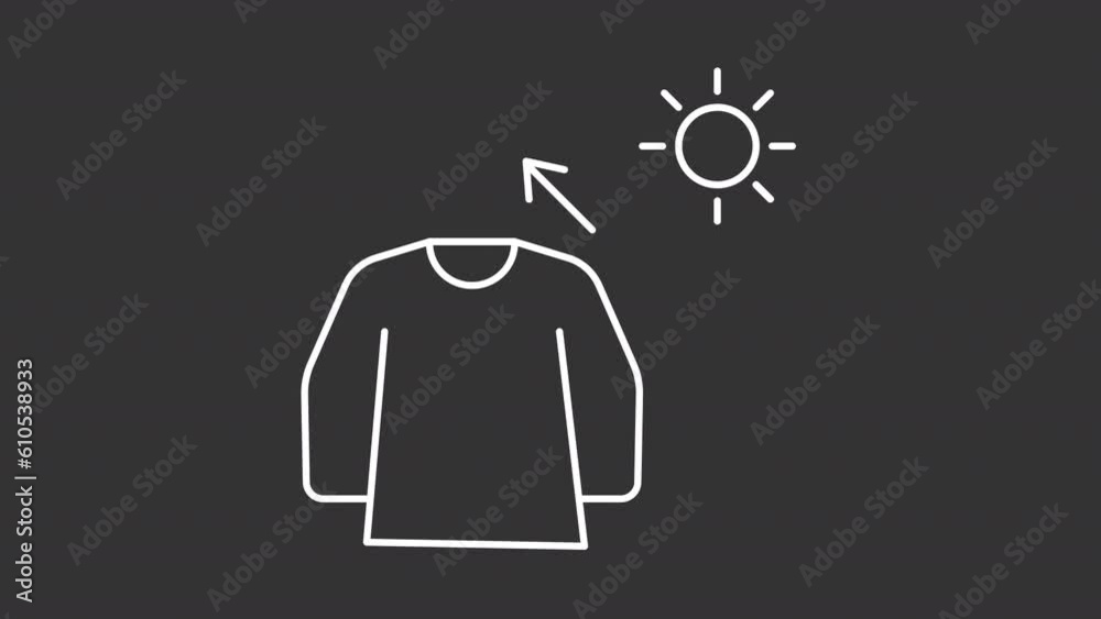 Sun protective white icon animation. Animated line long sleeve clothing ...