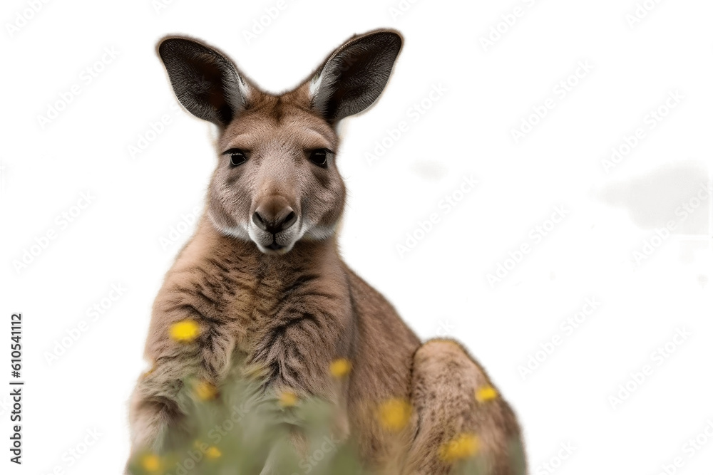 Smiling Kangaroo in the Meadow Isolated on Transparent Background ...