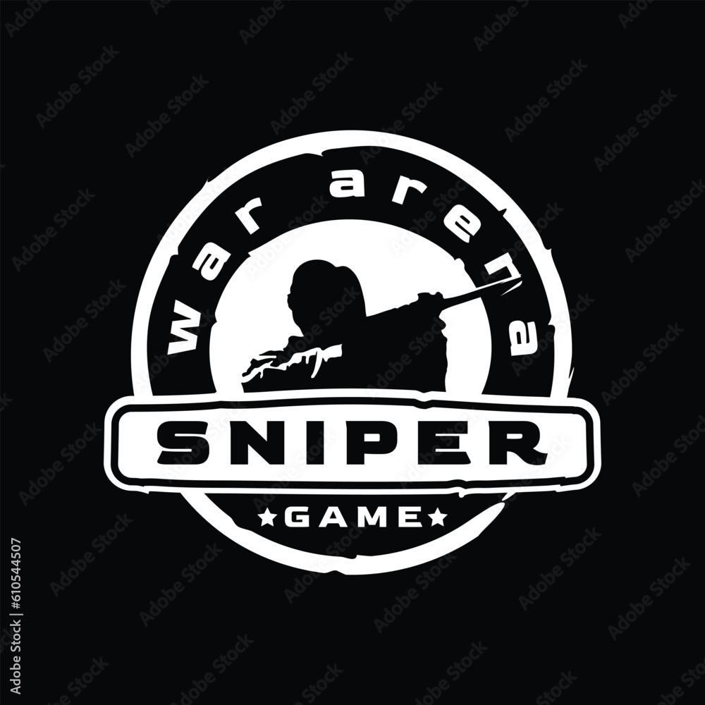 sniper mascot emblem logo, war game esport logotype, soldier silhouette ...