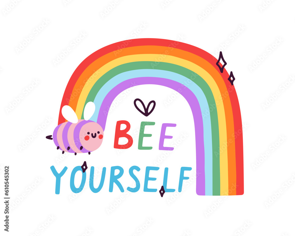 LGBTQ rainbow and cute funny bee for self-acceptance and LGBT love ...