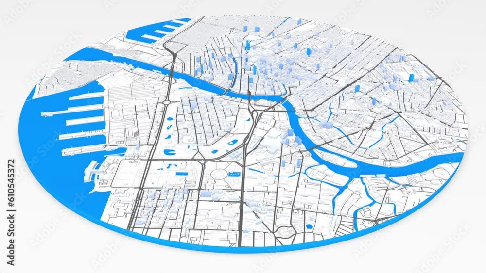 3d model Manila map background loop. Spinning around Philippines city ...