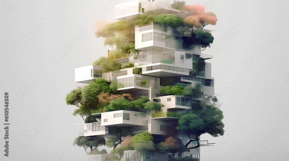 Sustainable building concept, integration of eco-friendly design ...