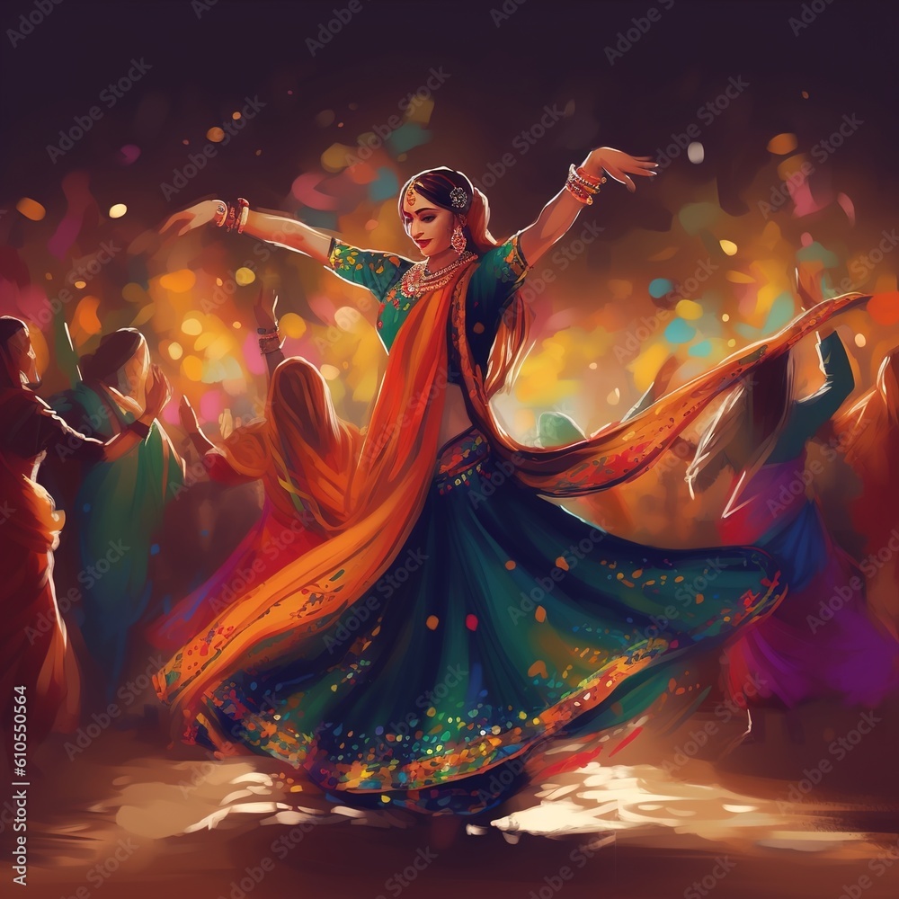 Dandiya night celebration on navratri. Stock Illustration | Adobe Stock
