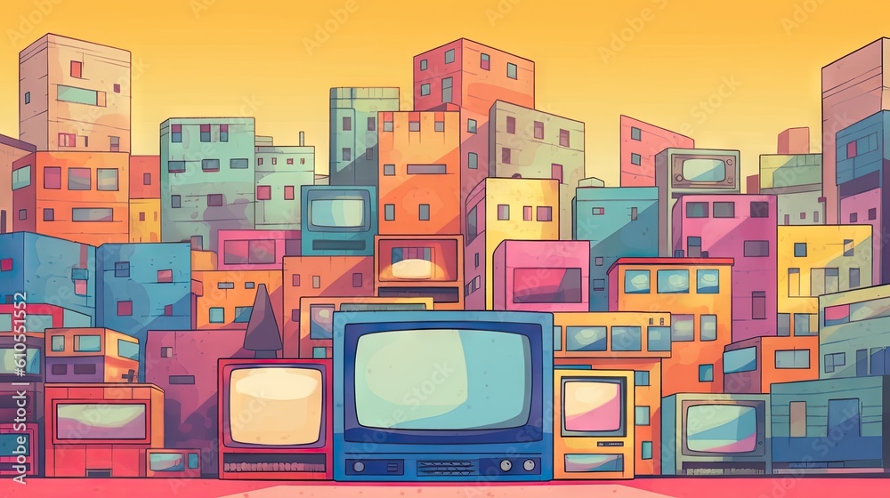 Retro TV pop art, vintage television art, TV set illustration ...