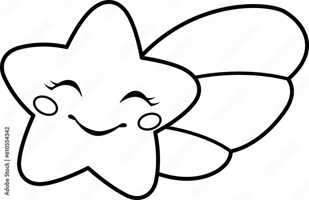 Kawaii Rainbow Star Coloring Page Cartoon Illustration ilustração do ...