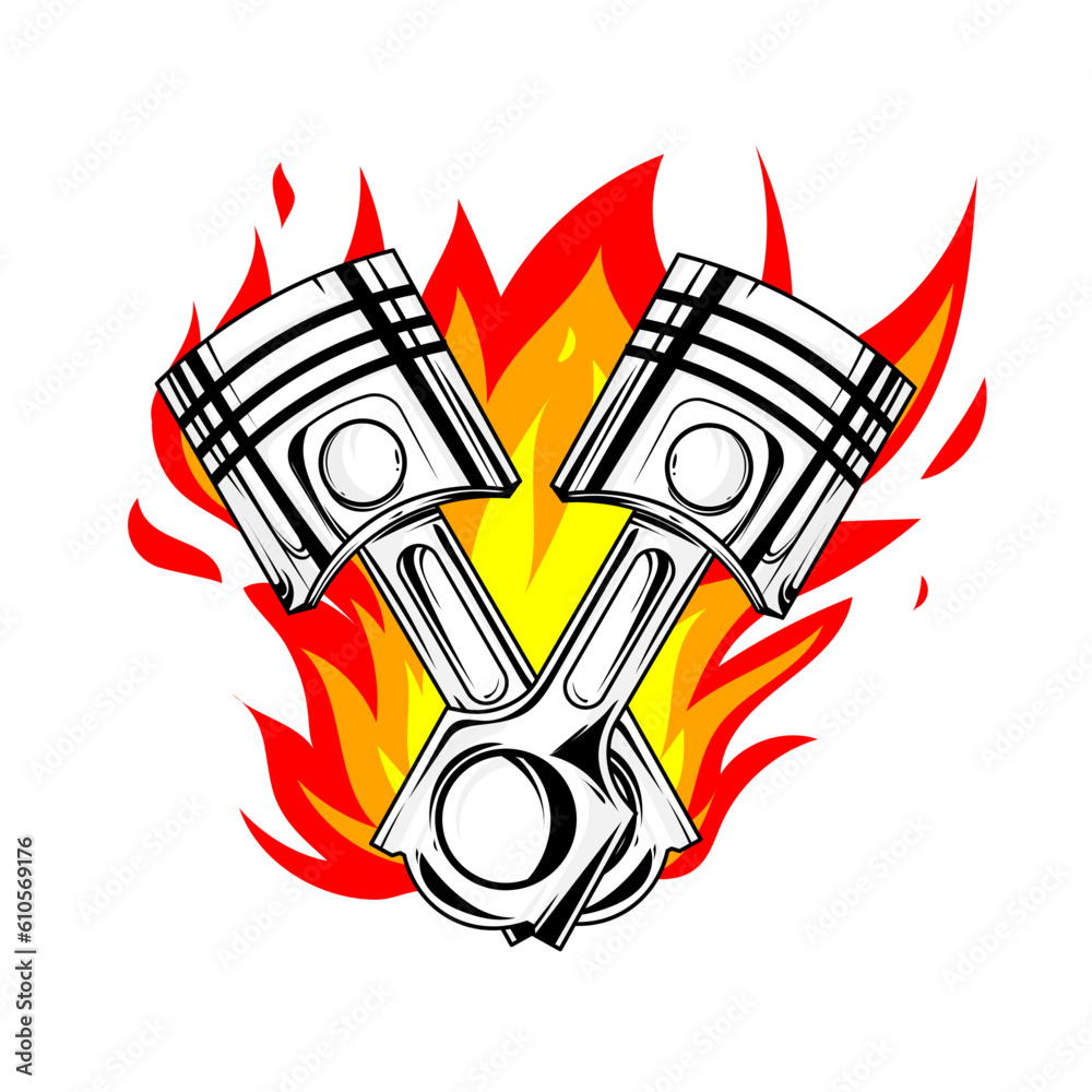 fire piston logo icon set for vehicles. fire piston logo. piston engine ...