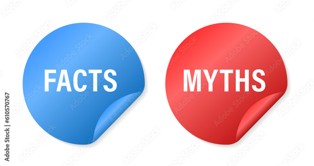 Facts myths sticker, True or false facts banners, label. Check Mark and ...
