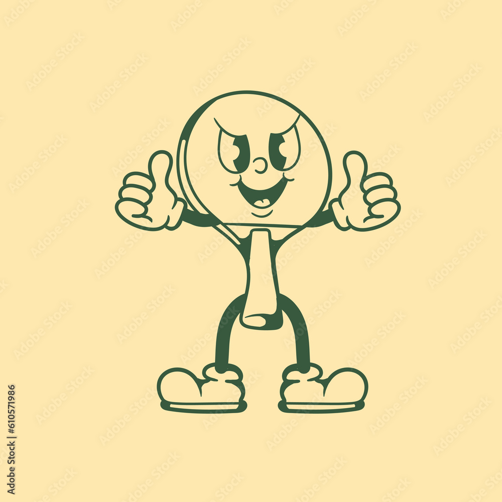 Vintage character design of ping pong paddles Stock Vector | Adobe Stock