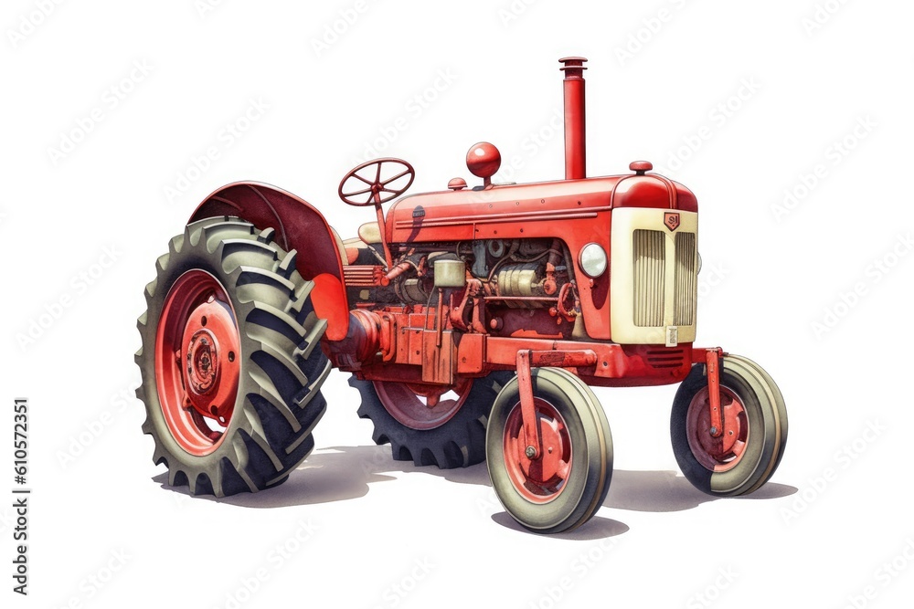 Vintage Tractor isolated on white background. Generative AI Stock ...