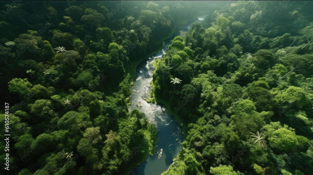 Aerial Perspectives bird's eye view of asian forest jungle nature ...