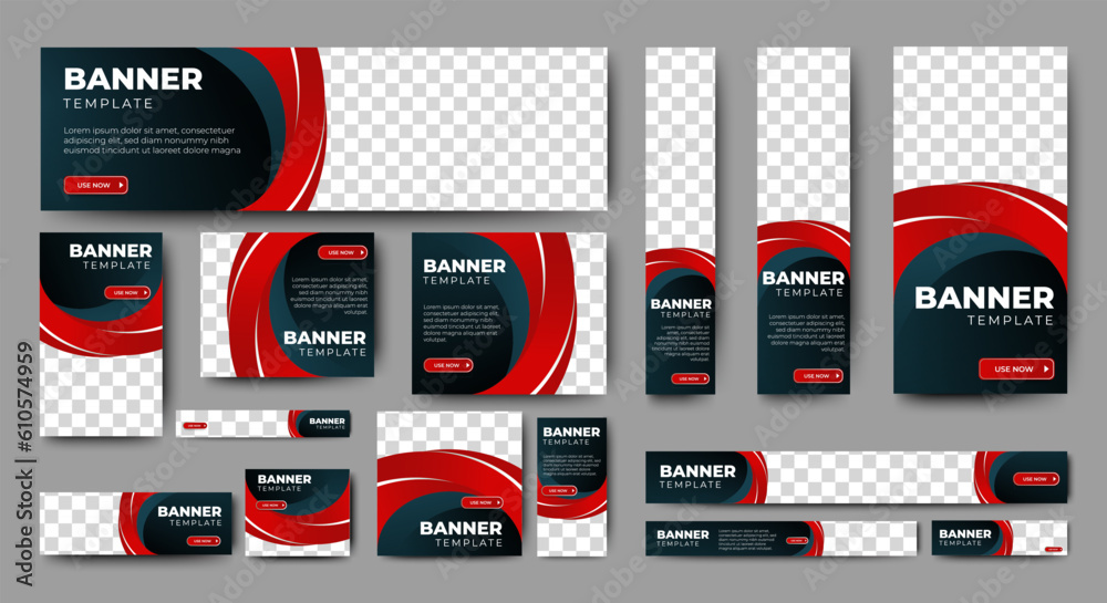Corporate web banners of standard size with a place for photos ...